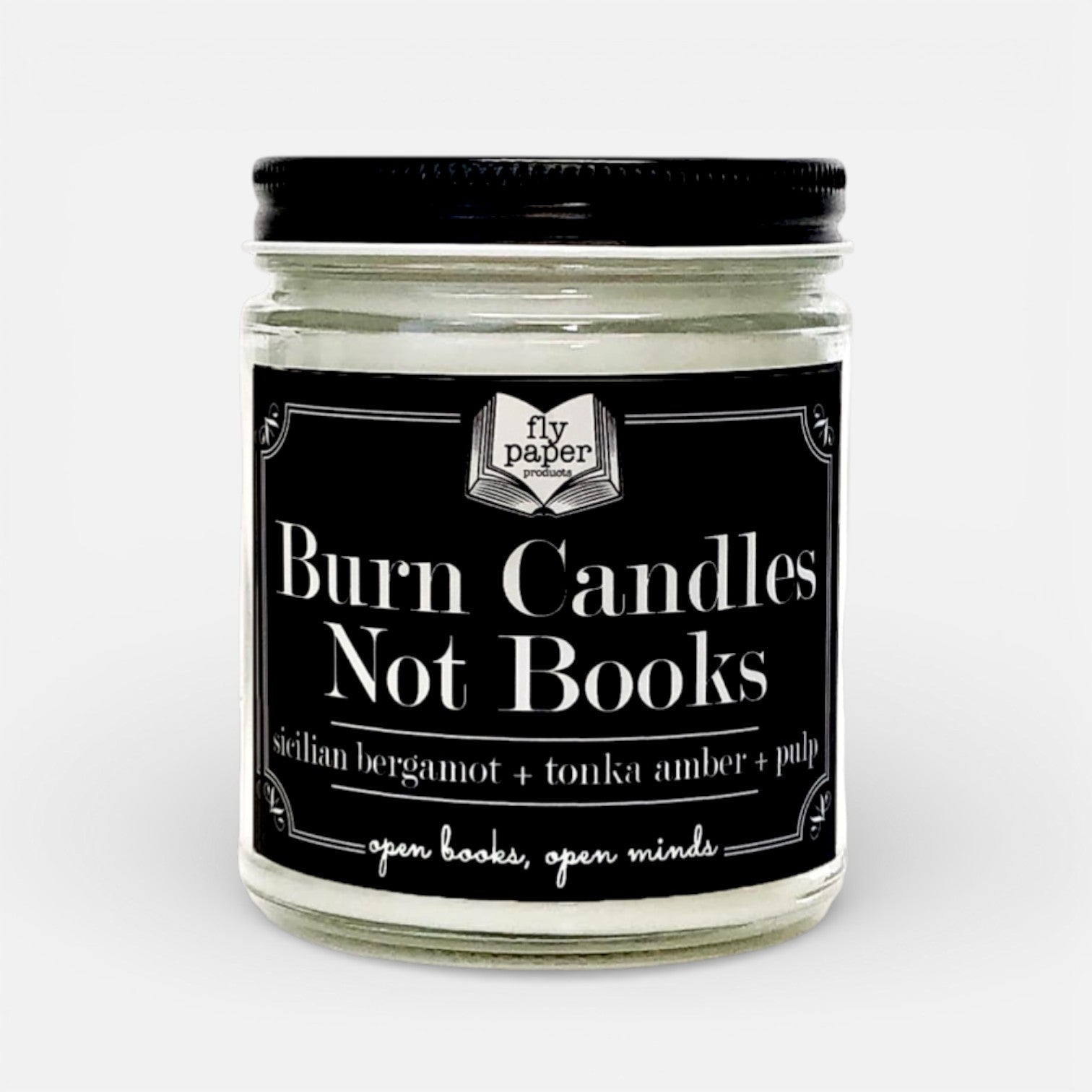 Burn Candles NOT Books 9oz Glass Soy -Bergamot + Amber-Banned Books ...