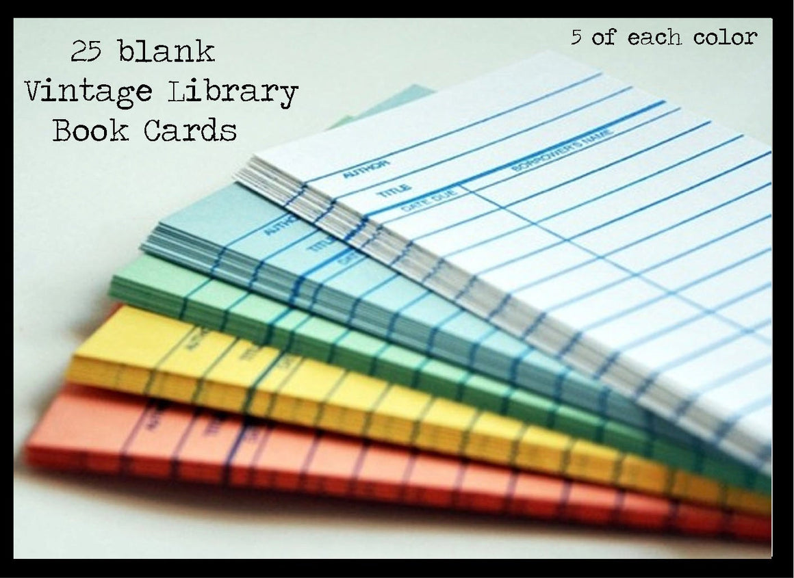 Vintage Library Old School Book Cards- Pack of 25 Assorted Cards – Fly ...