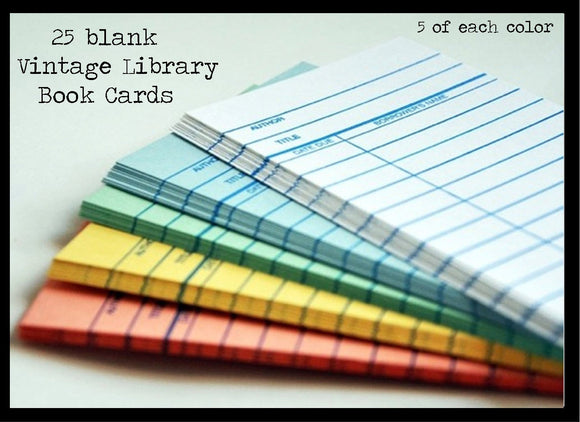 Vintage Library Old School Book Cards- Pack of 25 Assorted Cards – Fly ...